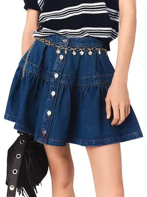 Maje Denim Mini Skirt - Blue