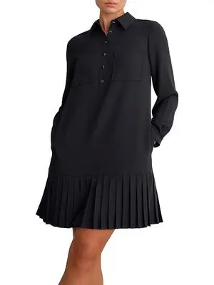 HOBBS LONDON Tina Pleated Hem Dress - Navy