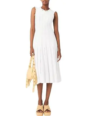 Maje Knit Midi Dress With Embellishments - White