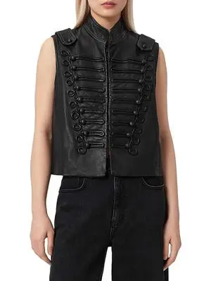 ALLSAINTS Rummy Leather Vest - Black
