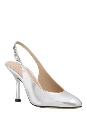 STUART WEITZMAN Madison Patent Leather Slingback Pumps - Silver