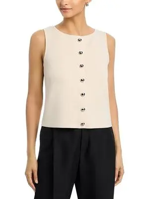 Lafayette 148 New York Button Front Vest - Ecru