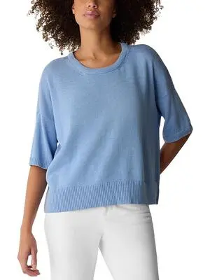 Eileen Fisher Crewneck Elbow Sleeve Sweater - Sky Light
