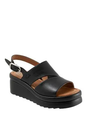 Eos Mentas Slingback Wedge Sandals Black