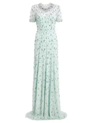 Jenny Packham Ambiance Beaded Maxi Gown - Alice Blue