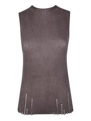UMA WANG Sleeveless Wool Top - Brown