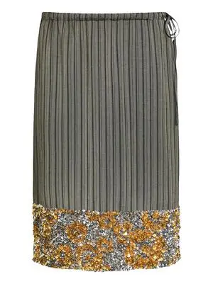 Dries Van Noten Striped Embellished Skirt - Grey