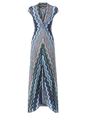 MISSONI Missoni Sleeveless Long Dress With Knotted Neckline In Chevron Knit