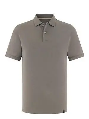 Boggi Milano Short-sleeved Piqué Cotton-blend Polo Shirt - Mud