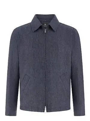 Boggi Milano Linen-blend Bomber Jacket - Indigo