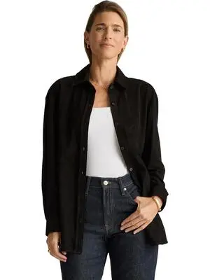Quince Suede Overshirt - Black