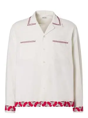 BODE Cherry Lane Beaded Cotton Poplin Shirt - White