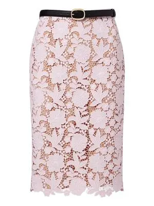 SELF-PORTRAIT Lace Pencil Skirt - Pink