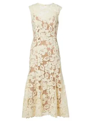 SELF-PORTRAIT Embellished Midi Dress - Yellow