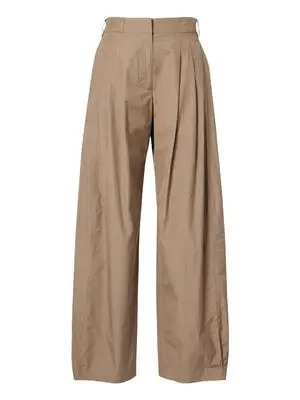 THE ROW Iven Cotton Poplin Wide-leg Pants - Green