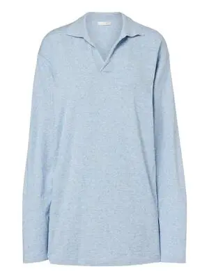 THE ROW Niosa Cotton And Linen Polo Sweater - Blue