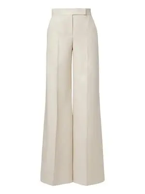 Max Mara Badesse High-Rise Wide-Leg Linen Pants Beige