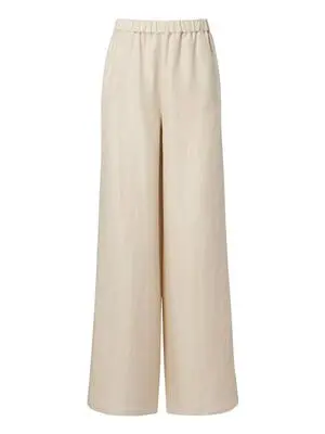 Max Mara Oro Linen And Silk Wide-leg Pants - Beige
