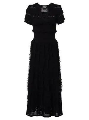 Max Mara Grazia Fringed Midi Dress - Black