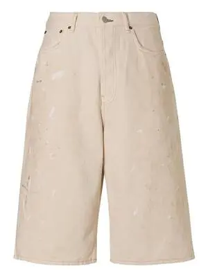 Acne Studios Distressed Denim Bermuda Shorts - White