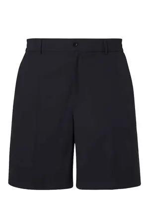 Moncler Leather-trimmed Seersucker Shorts - Black