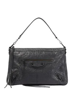 Balenciaga Le City Moto Medium Leather Shoulder Bag - Grey