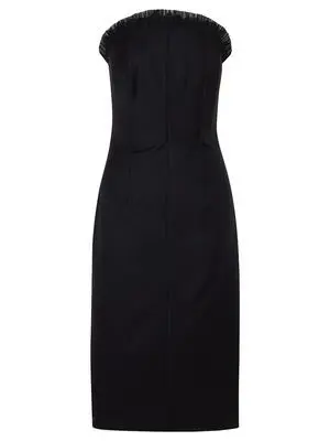 Alexander McQueen Strapless Ruffled Tulle-trimmed Wool Dress - Black