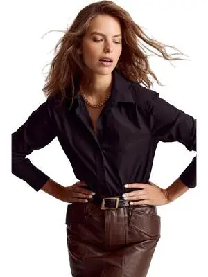 The Shirt By Rochelle Behrens The Boyfriend Shirt - Black