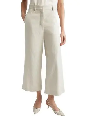 Max Mara Abissi Stretch Linen & Cotton Wide Leg Ankle Pants - Ivory