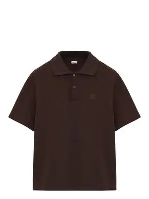 Loewe Cotton-blend Anagram Polo Shirt - Brown