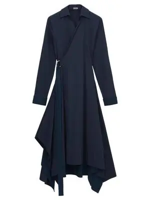 Loewe Cotton-blend Asymmetric Midi Shirt Dress - Navy