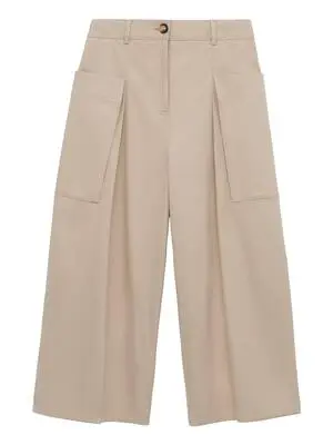 Loewe Cotton-silk Gabardine Cropped Trousers - Beige