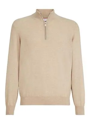 Brunello Cucinelli Cashmere Quarter-zip Sweater - Brown