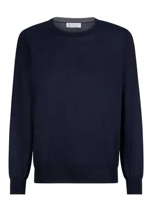 Brunello Cucinelli Cashmere-silk Crew-neck Sweater - Blue