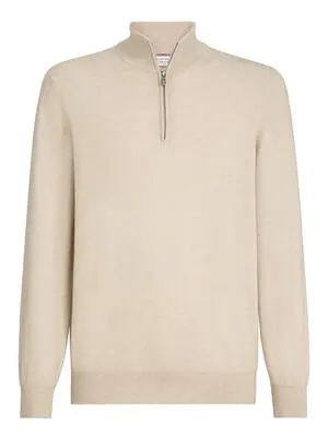 Brunello Cucinelli Cashmere Quarter-zip Sweater - Beige