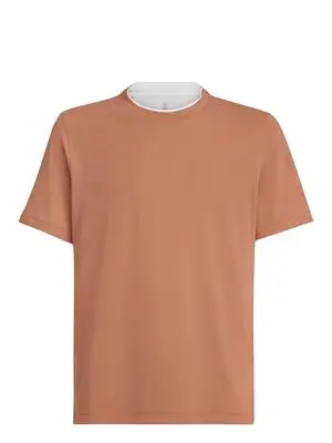 Brunello Cucinelli Cotton Faux-layered T-shirt - Orange