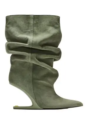 Balmain Suede Ankle Boots - Green