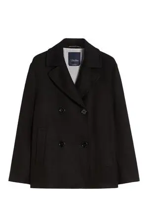 Max Mara Linen-blend Double-breasted Jacket - Black