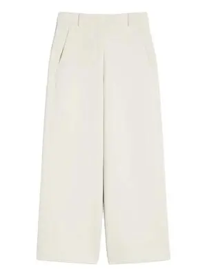Max Mara Cotton-blend Wide-leg Trousers - Beige