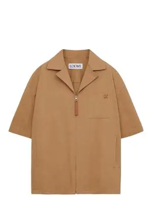 Loewe Cotton-blend Zip-up Shirt - Brown