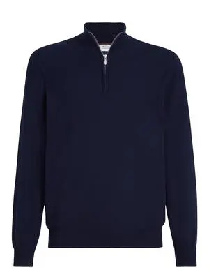 Brunello Cucinelli Cashmere Quarter-zip Pullover - Blue