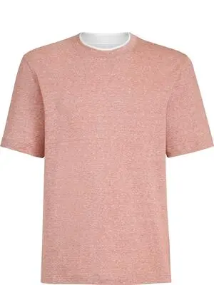 Brunello Cucinelli Linen-cotton Faux-layered T-shirt - Pink