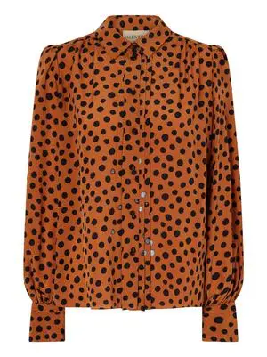 VALENTINO Polka-Dot Silk Crepe De Chine Shirt