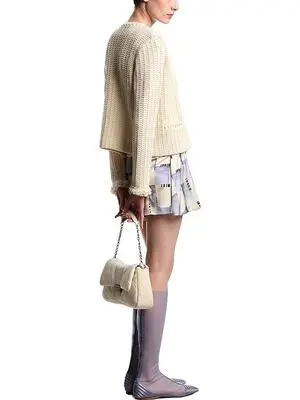 Emporio Armani Fringe Trim Knit Jacket - Vanilla