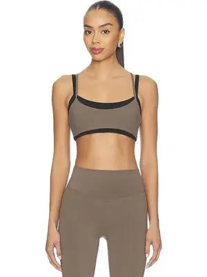 FORM Layered Sports Bra In Taupe,black - Walnut