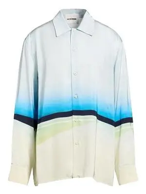 JIL SANDER Man Shirt Deep Teal Size 15 Viscose Azure