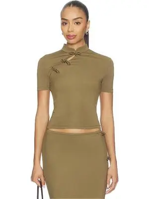 SAU LEE Timo Jersey Top - Olive