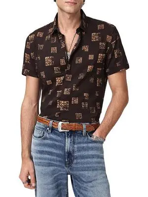 John Varvatos Loren Slim Fit Short Sleeve Shirt - Espresso