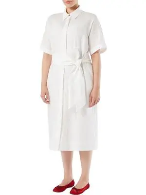 Marina Rinaldi Tie-waist Shirt Dress - Optical White