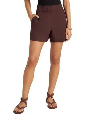 Matty M. High Waist Linen Blend Shorts - Chocolate